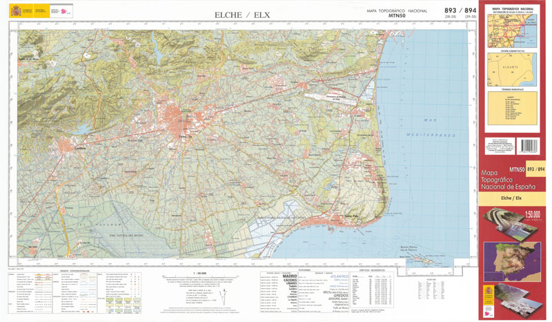 Elche / Elx. Mapa Topográfico Nacional 1:50.000. 2007