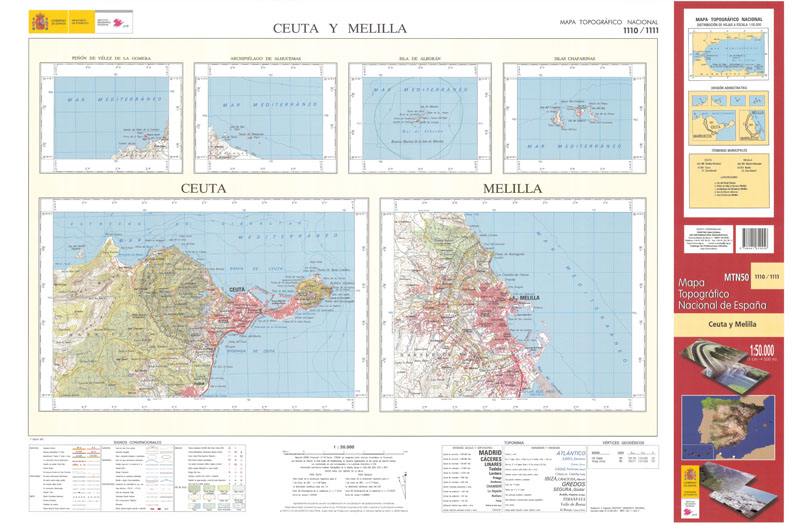 Ceuta y Melilla. Mapa Topográfico Nacional 1:50.000. 2011