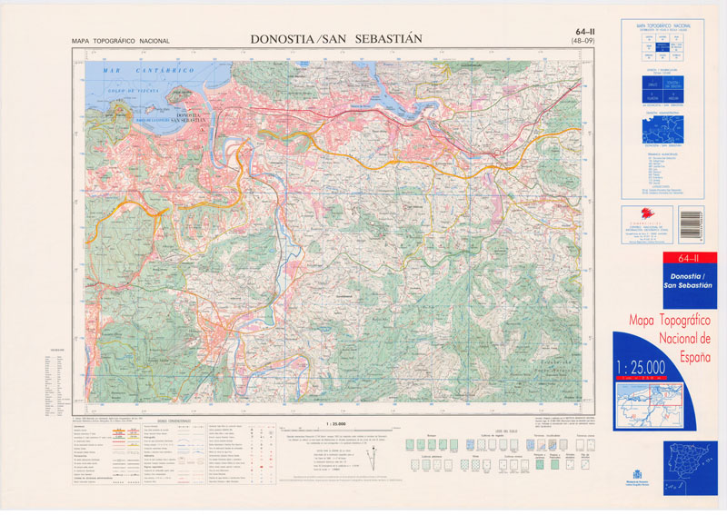 Donostia / San Sebastián. Mapa Topográfico Nacional 1:25.000. 1999