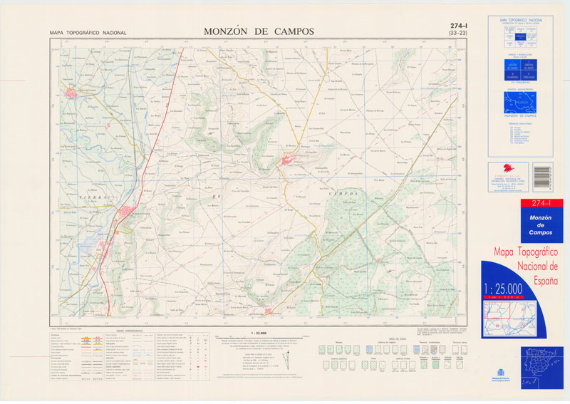 Monzón de Campos. Mapa Topográfico Nacional 1:25.000. 1998