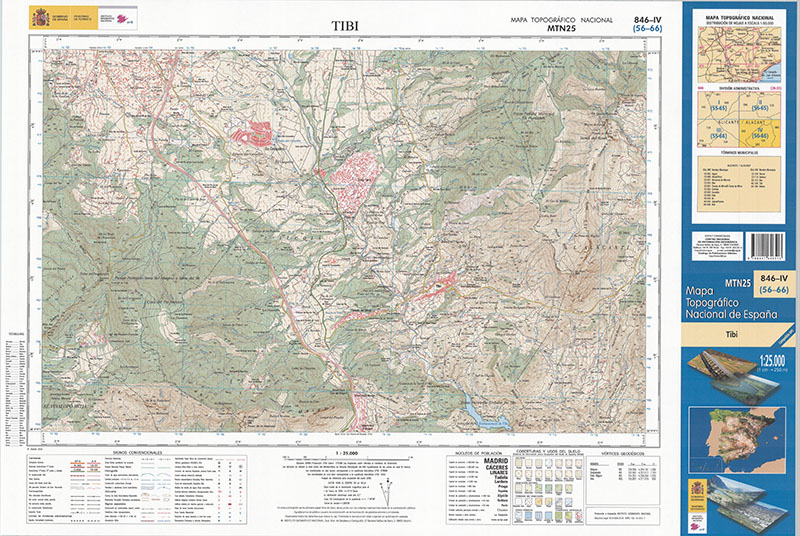 Tibi. Mapa Topográfico Nacional 1:25.000. 2018