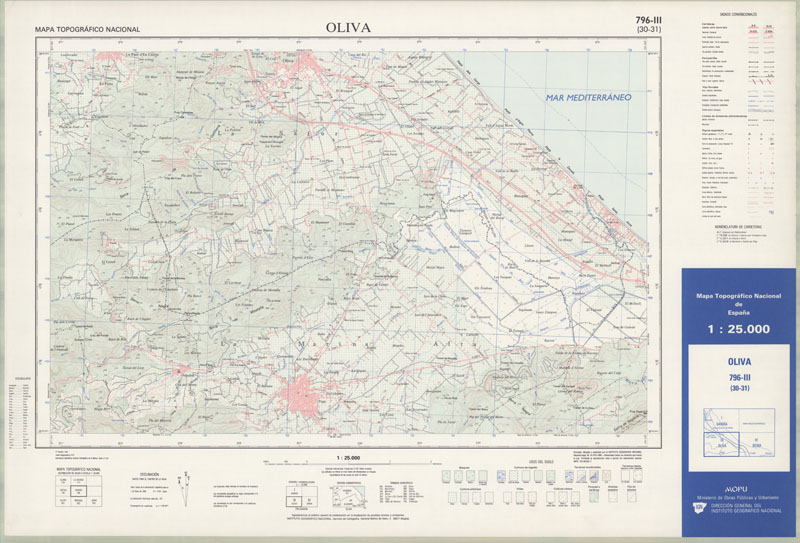 Oliva. Mapa Topográfico Nacional 1:25.000. 1988