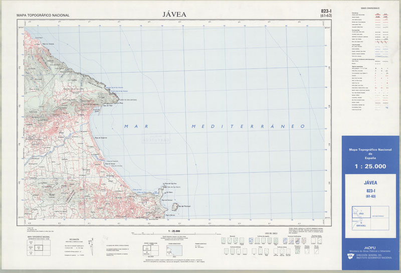 Jávea / Xàbia. Mapa Topográfico Nacional 1:25.000. 1989