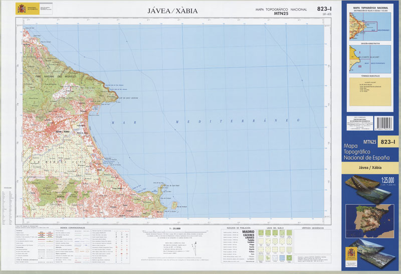 Jávea / Xàbia. Mapa Topográfico Nacional 1:25.000. 2007