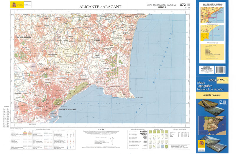Alicante / Alacant. Mapa Topográfico Nacional 1:25.000. 2008